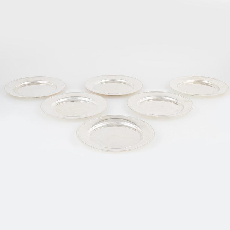 Six silver plates, 830/1000 silver, 20th century, mark of BoyJ. - Bukowskis