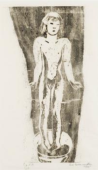 INA COLLIANDER, träsnitt, signerat, märkt t.p.l'A 1/10 samt daterat ...