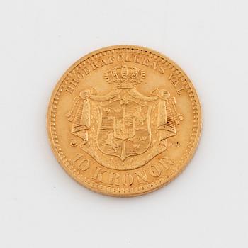 Gold coin, Oscar II, 10 kronor, 1901. - Bukowskis