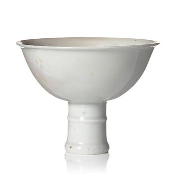 A white glazed anhua decorated stemcup, Ming dynasty (1368-1644 ...