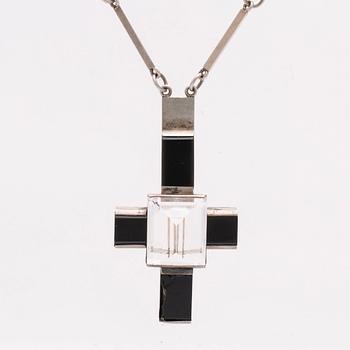 A Wiwen Nilsson pendant in sterling silver rock crystal and onyx Lund ...