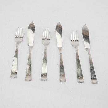 Jacob Ängman, fiskbestick 36 dlr "Rosenholm" GAB Stockholm 1950-tal ...