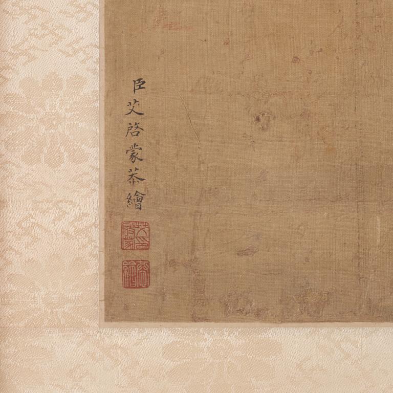 A Chinese painting after Ai Qimeng, ink and colour on paper, late Qing ...