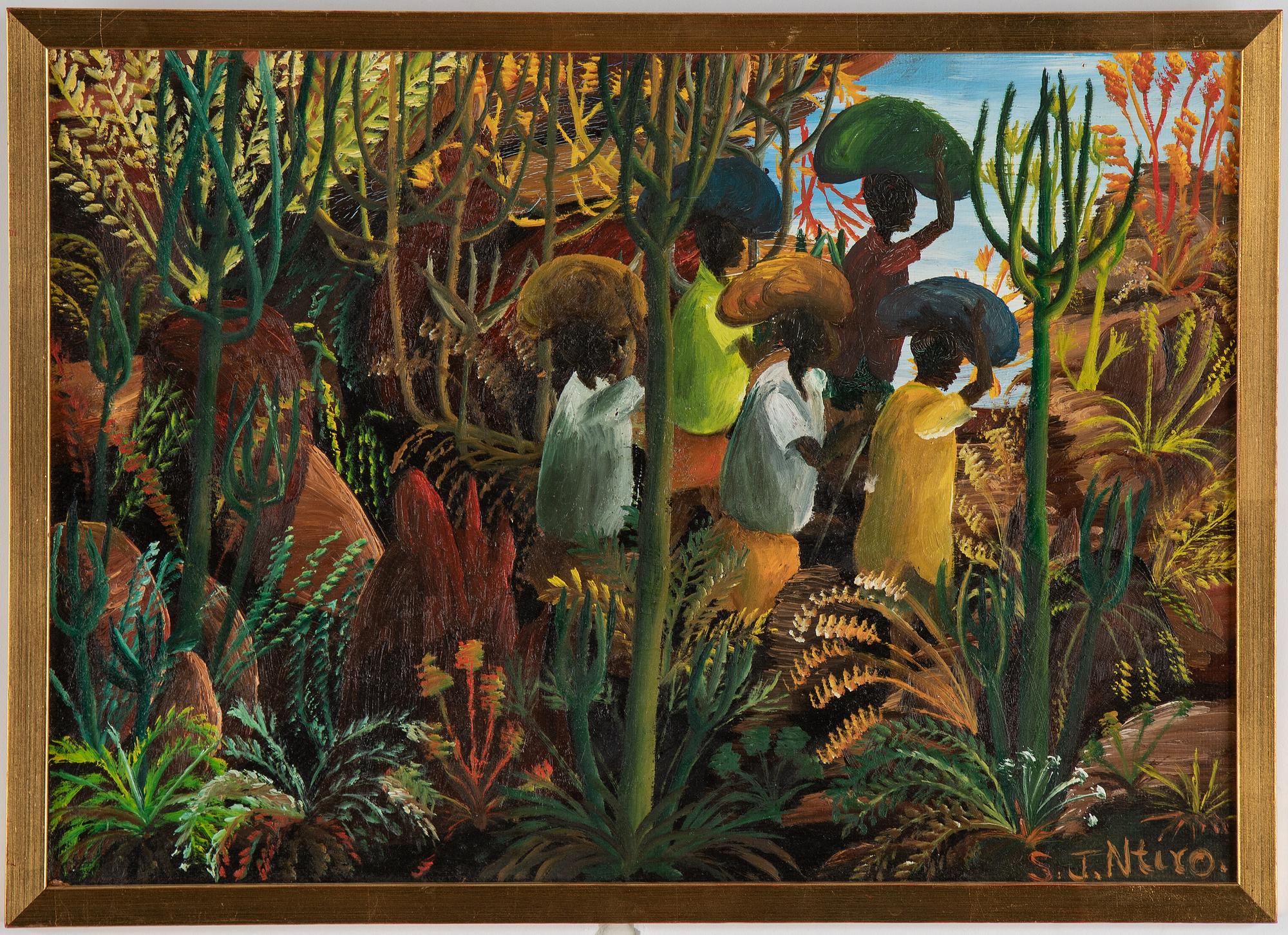 Sam Ntiro, olja på duk/pannå, signerad. - Bukowskis