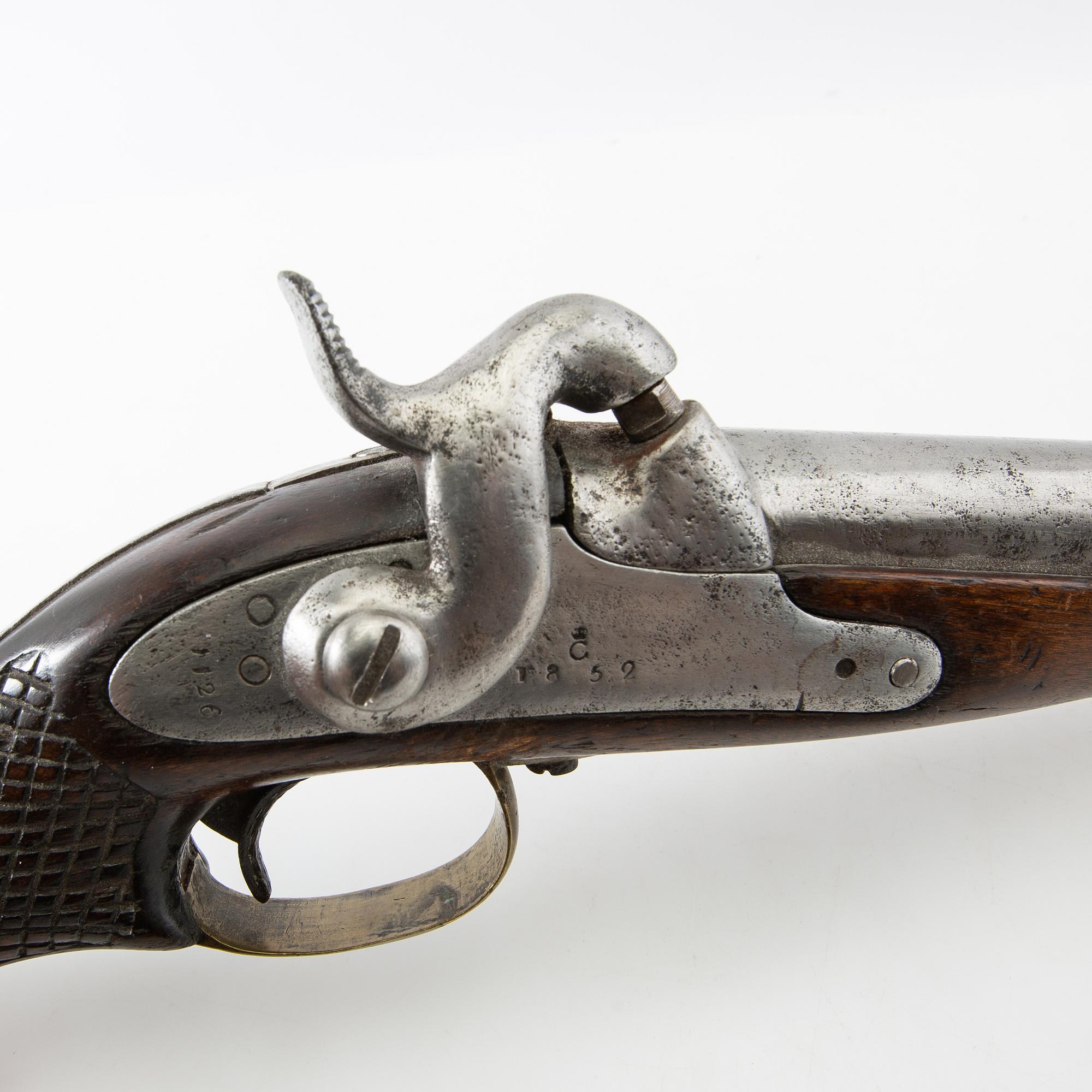 Slaglåspistol, svensk, m/1850 flankör, för kavalleriet. - Bukowskis