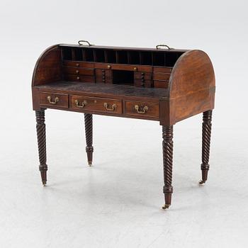 A mahigsny veneered cylinder desk, mid/second half of the 19th century ...