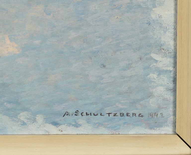 Anshelm Schultzberg, "Vinterdag vid insnöad fäbod - Moratrakten Dalarna ...