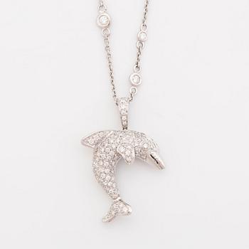 Dolphin brilliant cut diamond necklace. - Bukowskis
