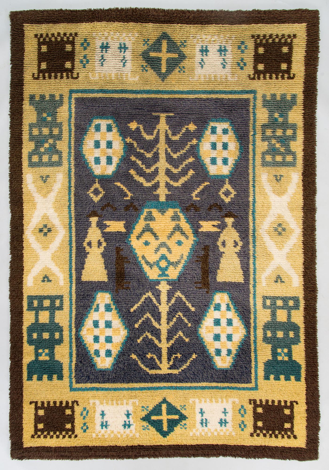 A Finnish long pile Ryijy-rug after Laukaa model. 181 x 261 cm. - Bukowskis