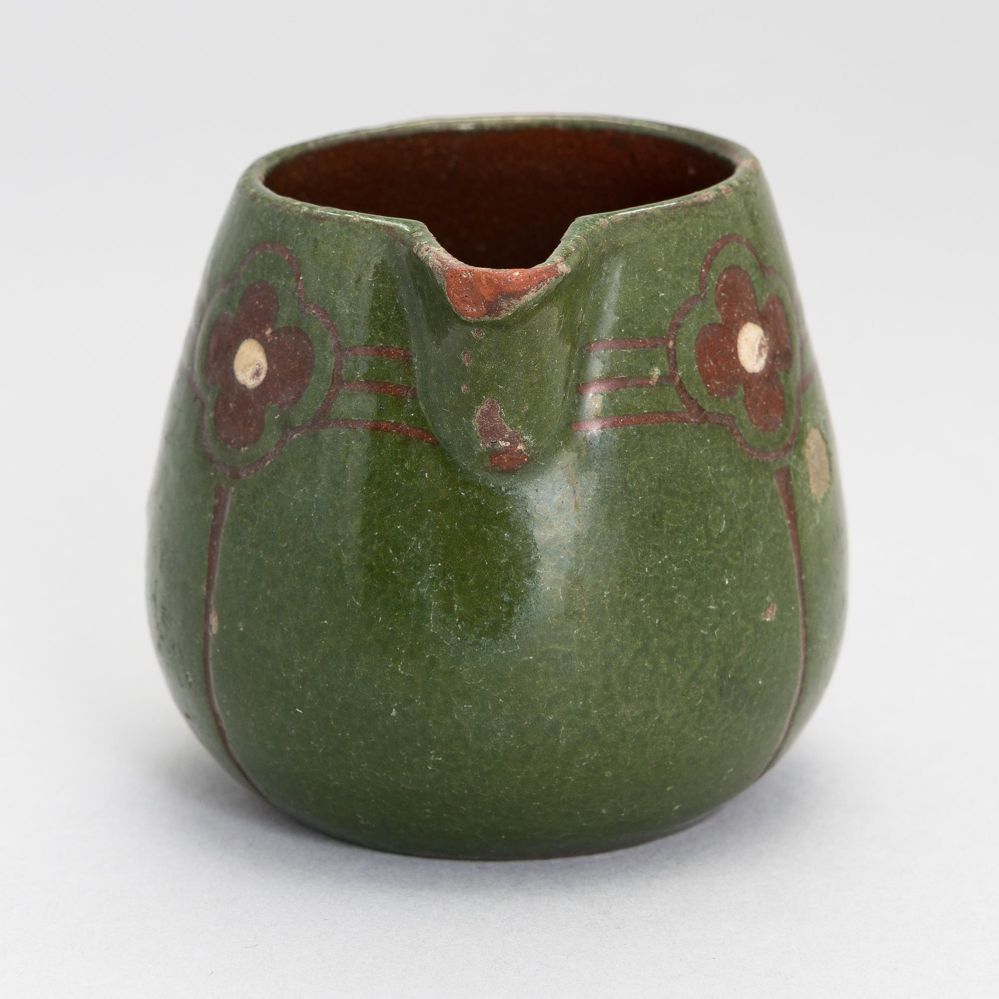 ALFRED WILLIAM FINCH, creamer, ceramic, Iris, signed A.W. Finch. 1901 ...