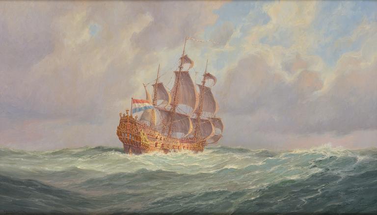 Adolf Bock, Three-masted Dutch ship from the 17th century. - Bukowskis