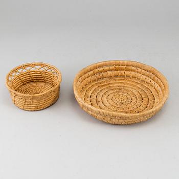 Two Sami root baskets, one signed. - Bukowskis