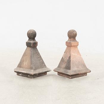 A pair 19/20.th century sandstone gate post tops. - Bukowskis