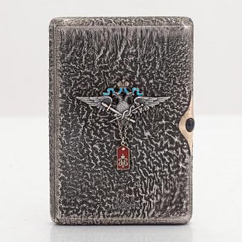 A samorodok parcel-gilt cigarette case with enamelled Imperial monogram ...