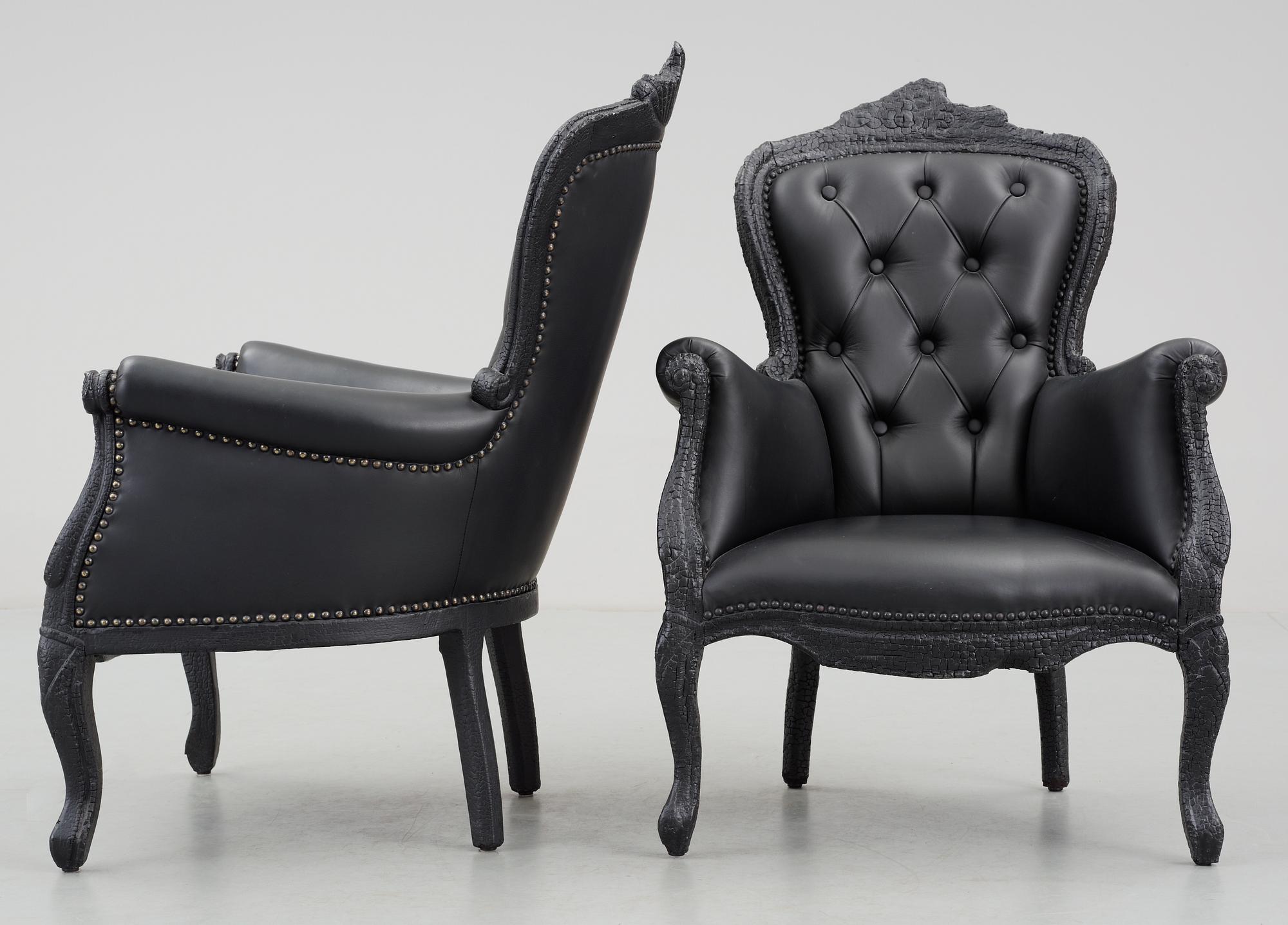 A pair of Maarten Baas 'Smoke Chair' easy charis, Moooi, Netherlands ...