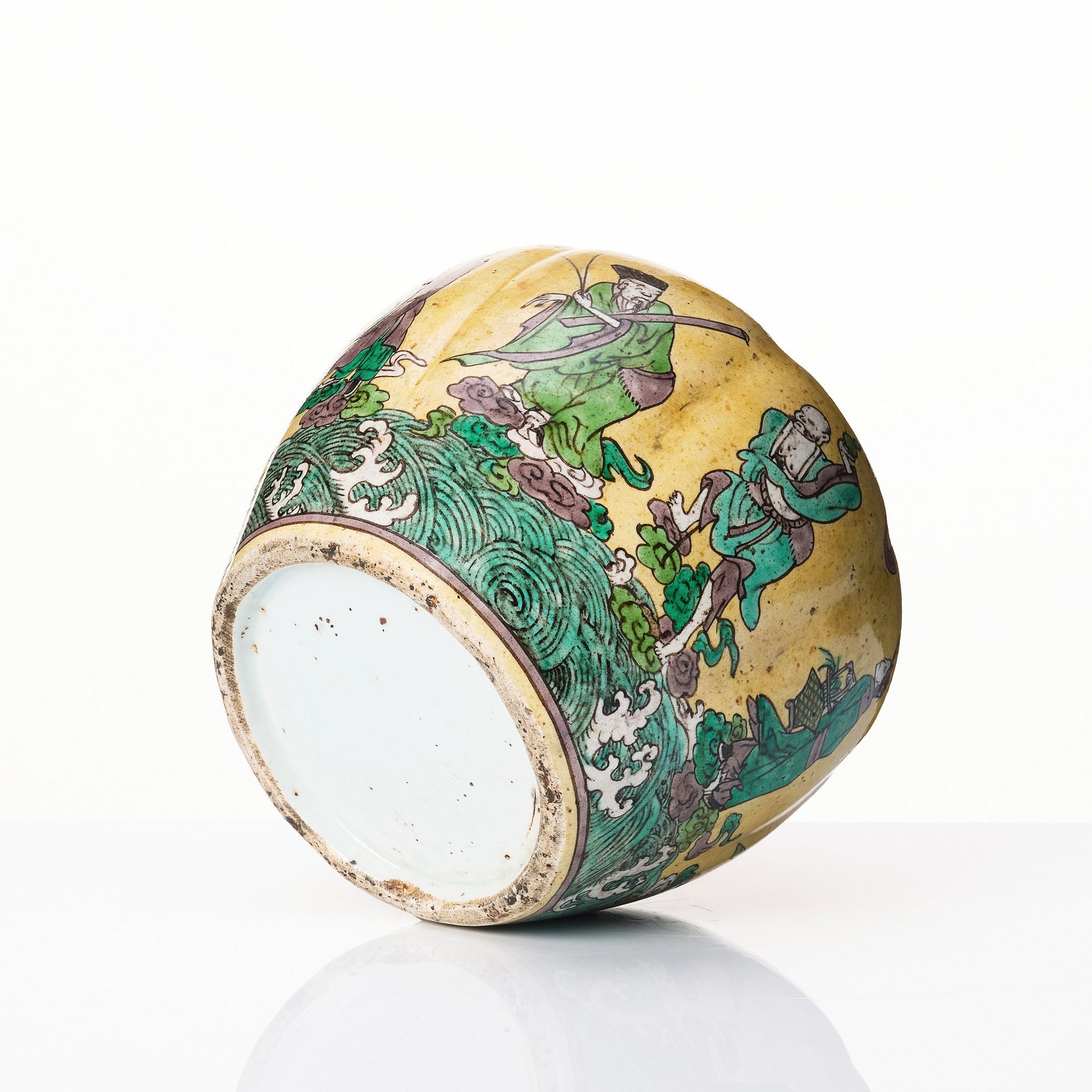 A melon shaped jar decorated with the eight immortals, 17th Century ...