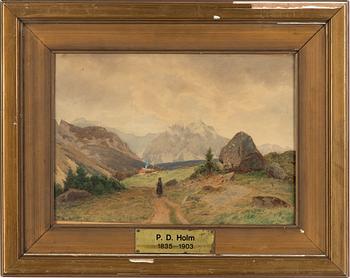 Per Daniel Holm, Alplandskap med vandrande figur. - Bukowskis