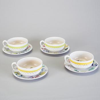 FOUR STIG LINDBERG FAIANCE TEACUPS AND SAUCERS, Gustavsberg studio ...