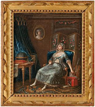 Lars Henning Boman, Galant interiör med vilande kvinna. - Bukowskis