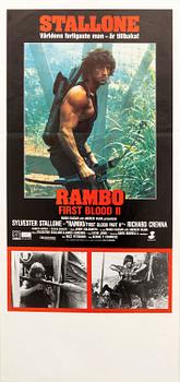 Film Poster Sylvester Stallone "Rambo First Blood II" 1985. - Bukowskis