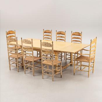 A Dutch dining table with eight chairs, also a console table, first ...