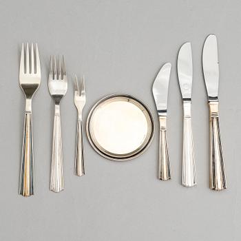 HOLGER RASMUSSEN, BESTICK och GLASUNDERLÄGG, 56 delar, silver 916/925 ...