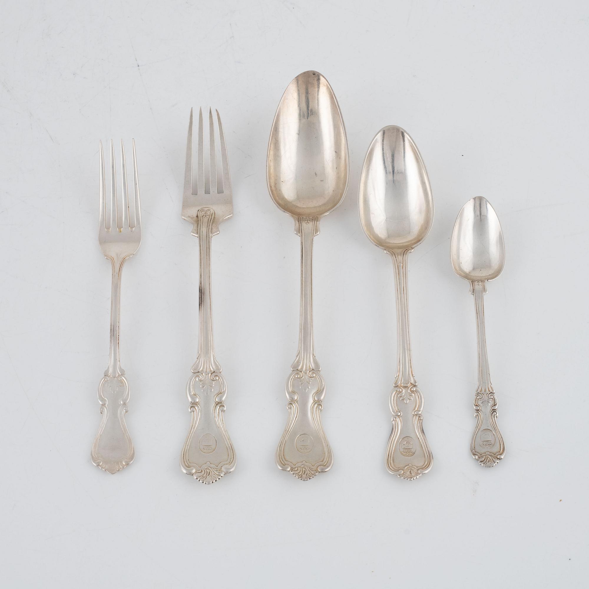 Swedish Silver Cutlery, 'Olga', including mark of G Dahlgren, Stockholm ...