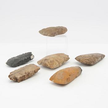 Flint axes, six pieces, Neolithic. - Bukowskis