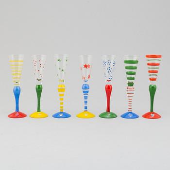 ANNE NILSSON, snapsglas, 7 stycken, "Clown", Orrefors. - Bukowskis