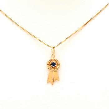 Halsband 14K och 18K guld med en rund briljantslipad safir. - Bukowskis