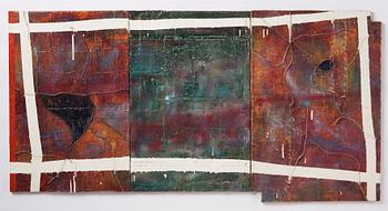 Stephen Buckley, mixed media, polyptych, signed and dated 1973 on verso ...
