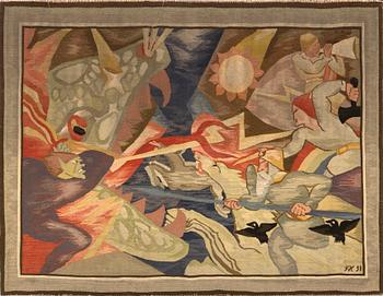 Carl Edvin Svensson, wallpaper/fabric, signed CES and FK 31 tapestry ...