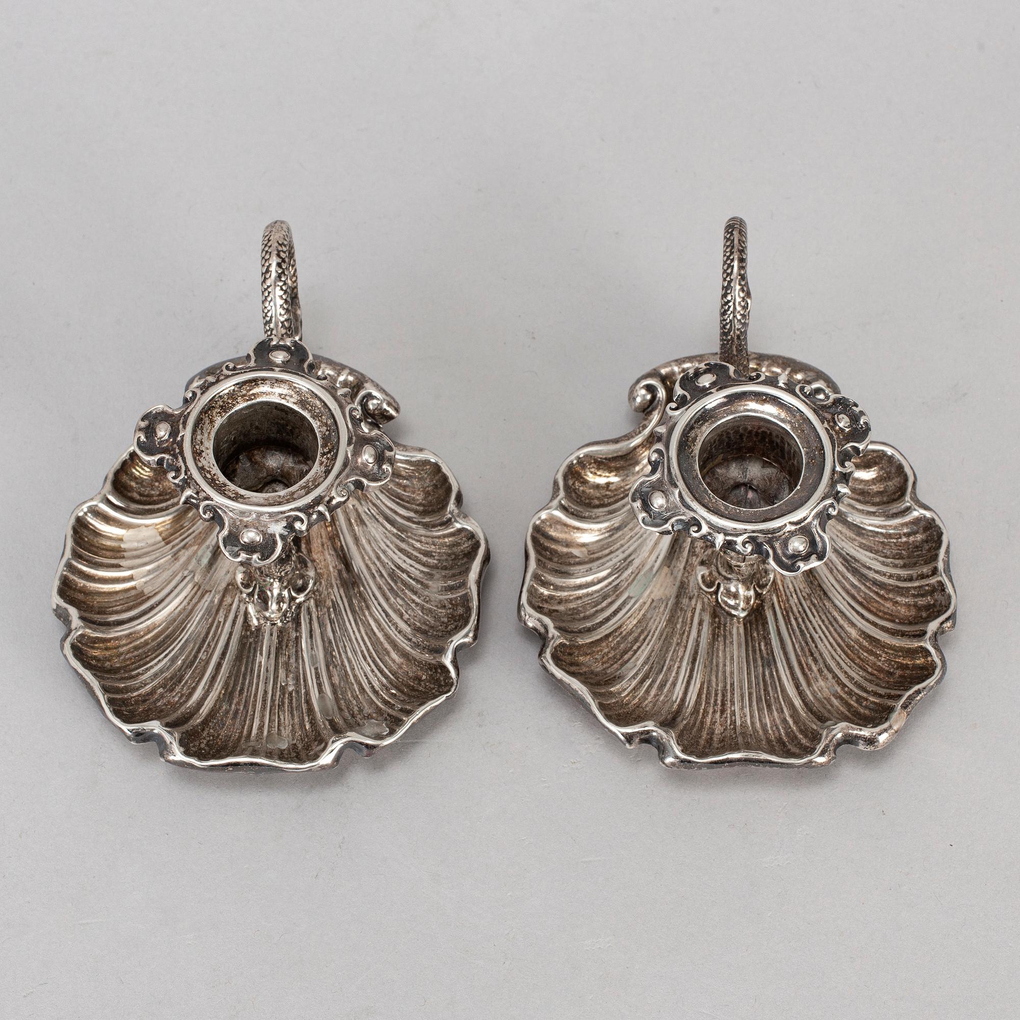 GUSTAV DAHLGREN, a pair of silver candlesticks from Stockholm, 1852 ...