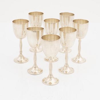 Snapsglas, 8 st, sterlingsilver, Mexico, 1900-talets andra hälft ...