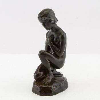 Elna Borch, sculpture of a seated girl. - Bukowskis
