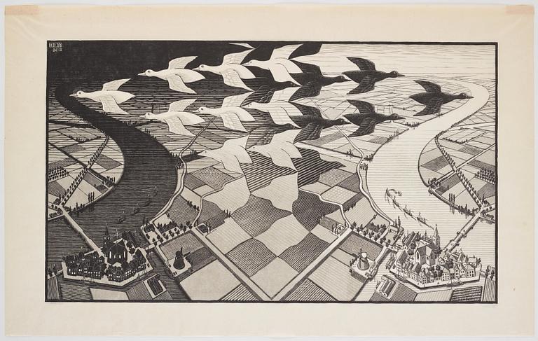 Maurits Cornelis Escher, "Day and Night" (Jour et Nuit). - Bukowskis