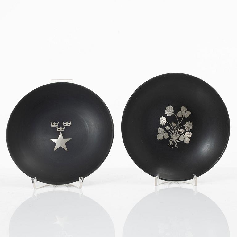 Fat, 5 st, samt ask med spelmarker, 1 st, isolit med silverdekor ...