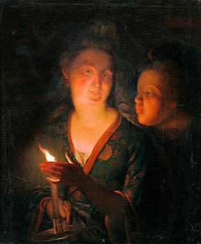Godfried ( Godefridus) Schalken Hans art, I stearinljusets sken ...