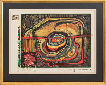 FRIEDENSREICH HUNDERTWASSER, colour screenprint stamped signature and ...