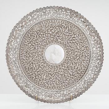 A Indian silver tray, late 19th Century. - Bukowskis