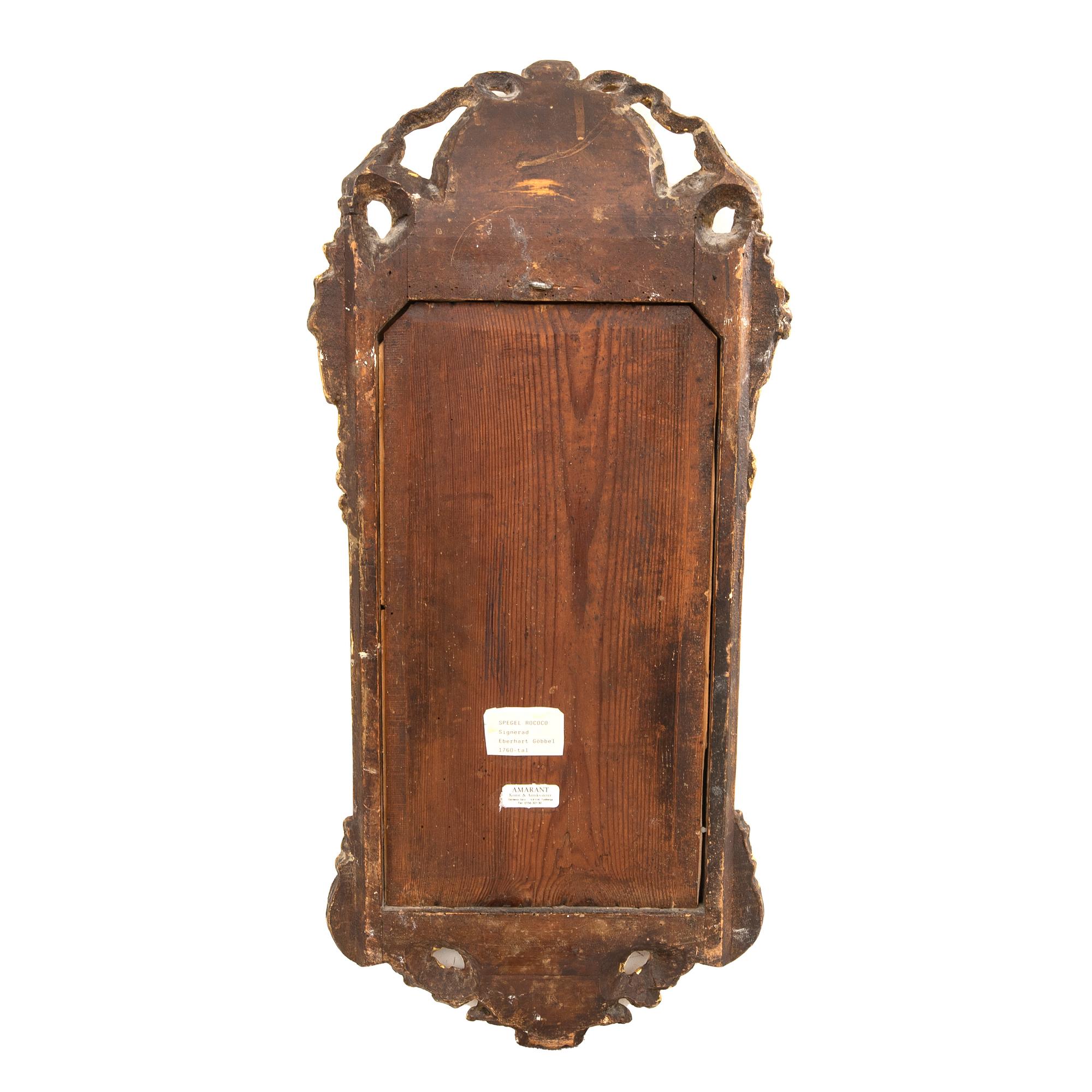 Ehrhart Göbel, Rococo mirror (mirror maker in Stockholm 1744-64) signed ...