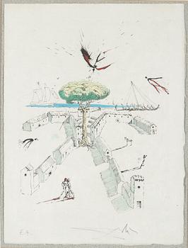 SALVADOR DALÍ, hand coloured etching on Japon paper, signed in pencil ...