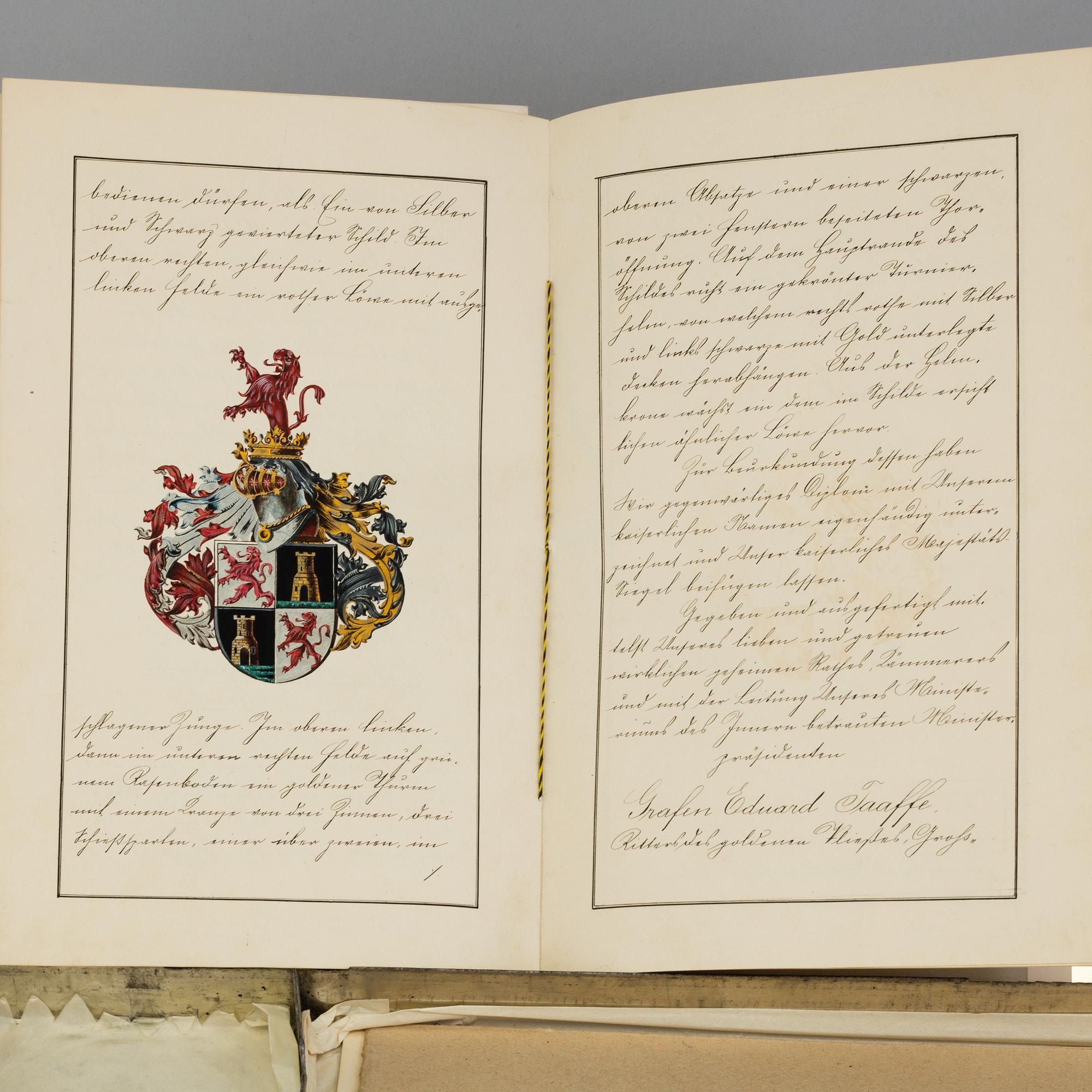 SKÖLDEBREV, "Adelsdiplom" Frans Josef I, Österrike-Ungern 1862. - Bukowskis