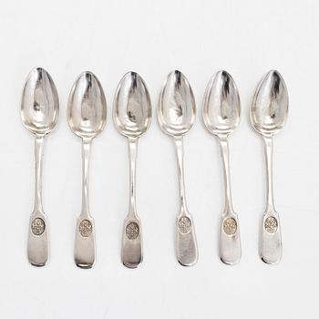 Six silver spoons with coat of arms, Saint Petersburg 1866 ...