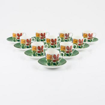 Stig Lindberg, ten coffee cups and saucers, 'Tahiti', Gustavsberg, 1970 ...