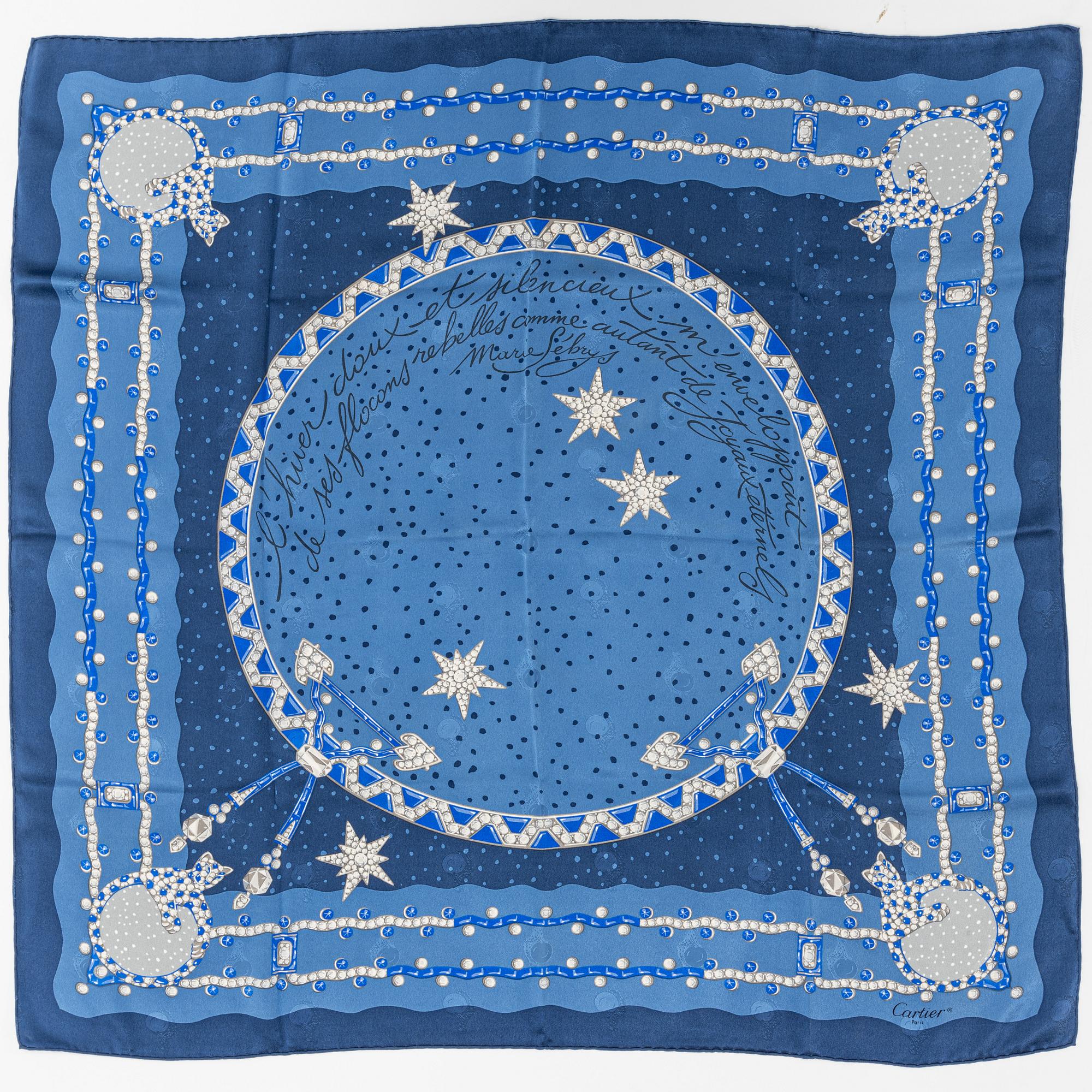 Cartier, scarf, "Poem de Marie Sebrys". - Bukowskis