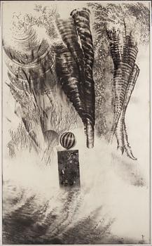 Jack Barth, mixed media on paper mounted on canvas, signed Barth and ...