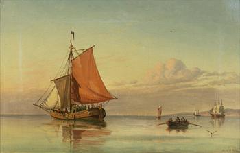 Carl Ludwig Bille, Kustlandskap med båtar och skepp. - Bukowskis