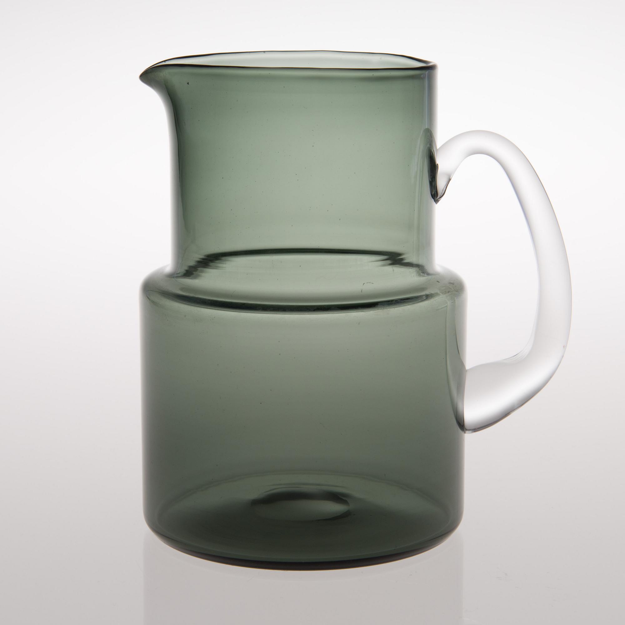 A GLASS PITCHER AND SIX DRINKING GLASSES, Nuutajärvi, 1950-1960s ...