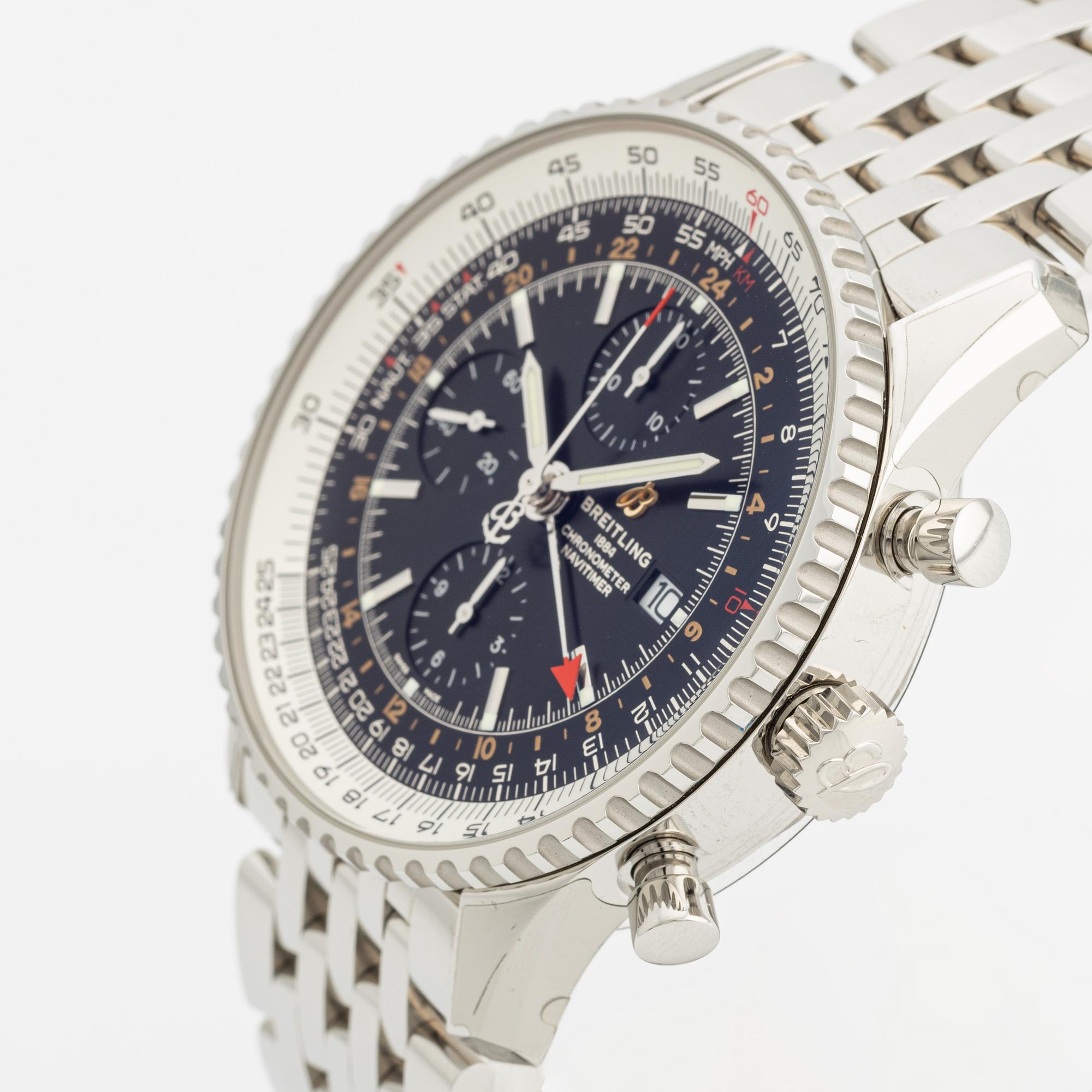 Breitling, Navitimer, Chronograph GMT 46, wristwatch, 46 mm. - Bukowskis